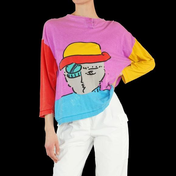 Vintage | Tops | Vintage 8s Artist Peter Max Zero Megalopolis Long ...